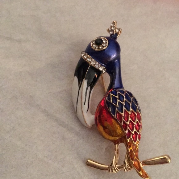 Jewelry | Colorful And Jeweled Tropical Bird Brooch | Poshmark